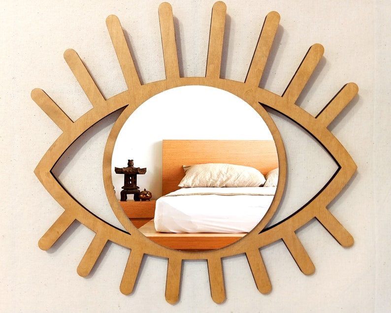Boho Wall Decor All Seeing Eye Mirror Gold, Accent Evil Eye Mirror ...