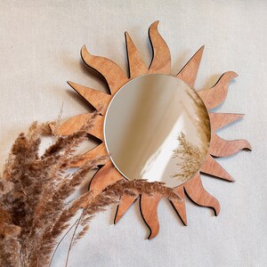 Celestial Decor Wavy Sun Wall Mirror Black, Sunburst Mirror, Boho ...