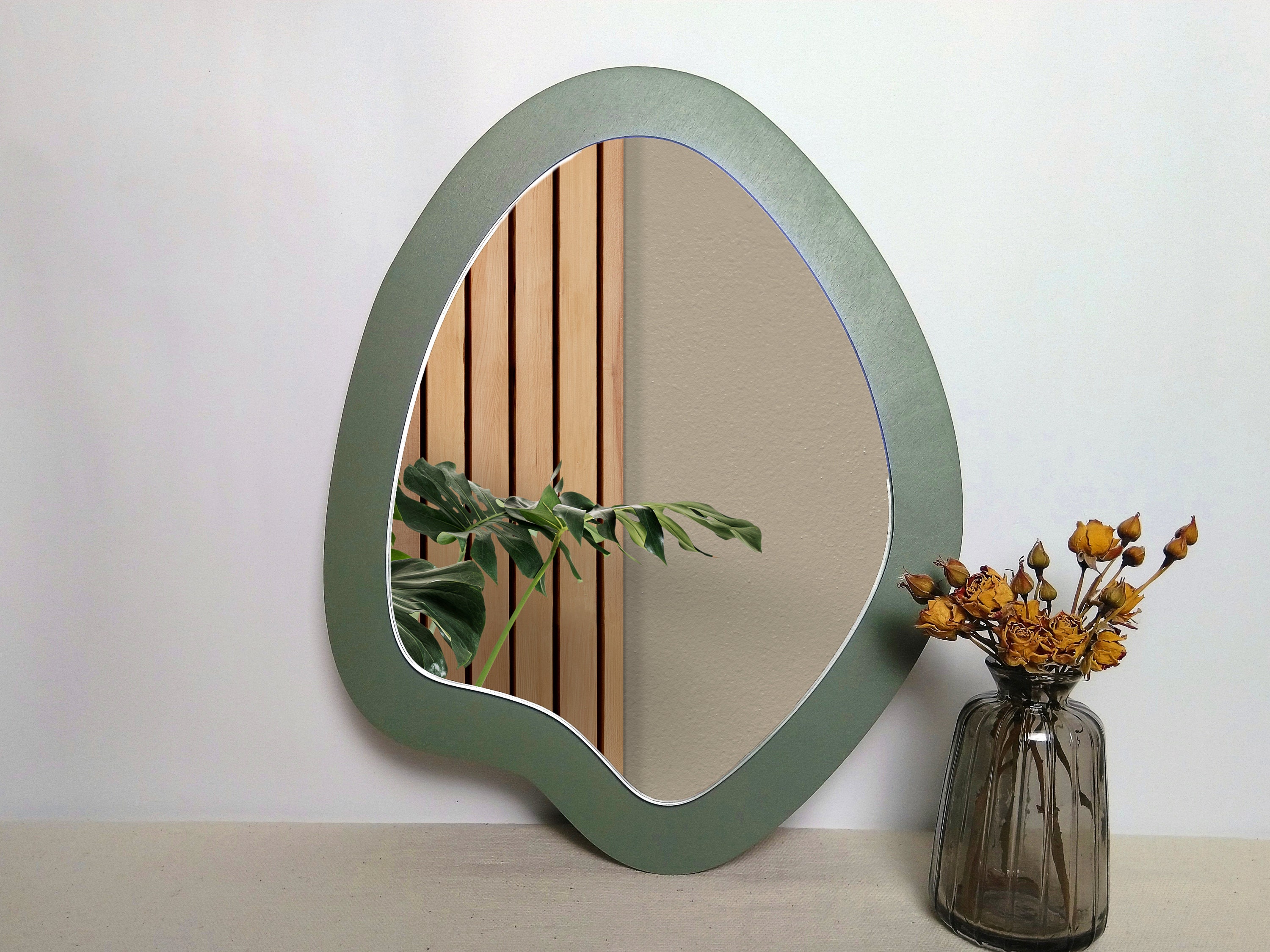 Small Wavy Mirror, Oval Wiggly Mirror, Funky Wiggle Mirror, Curvy ...