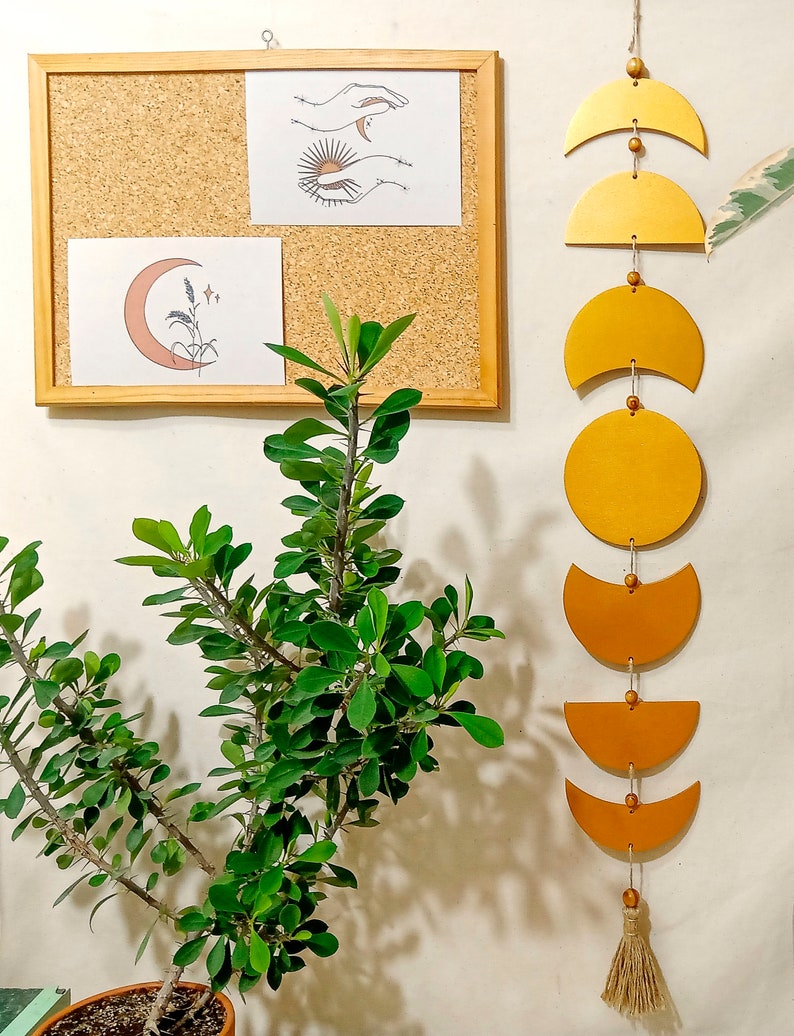 Small moon phase boho wall decor bedroom Living room | Etsy