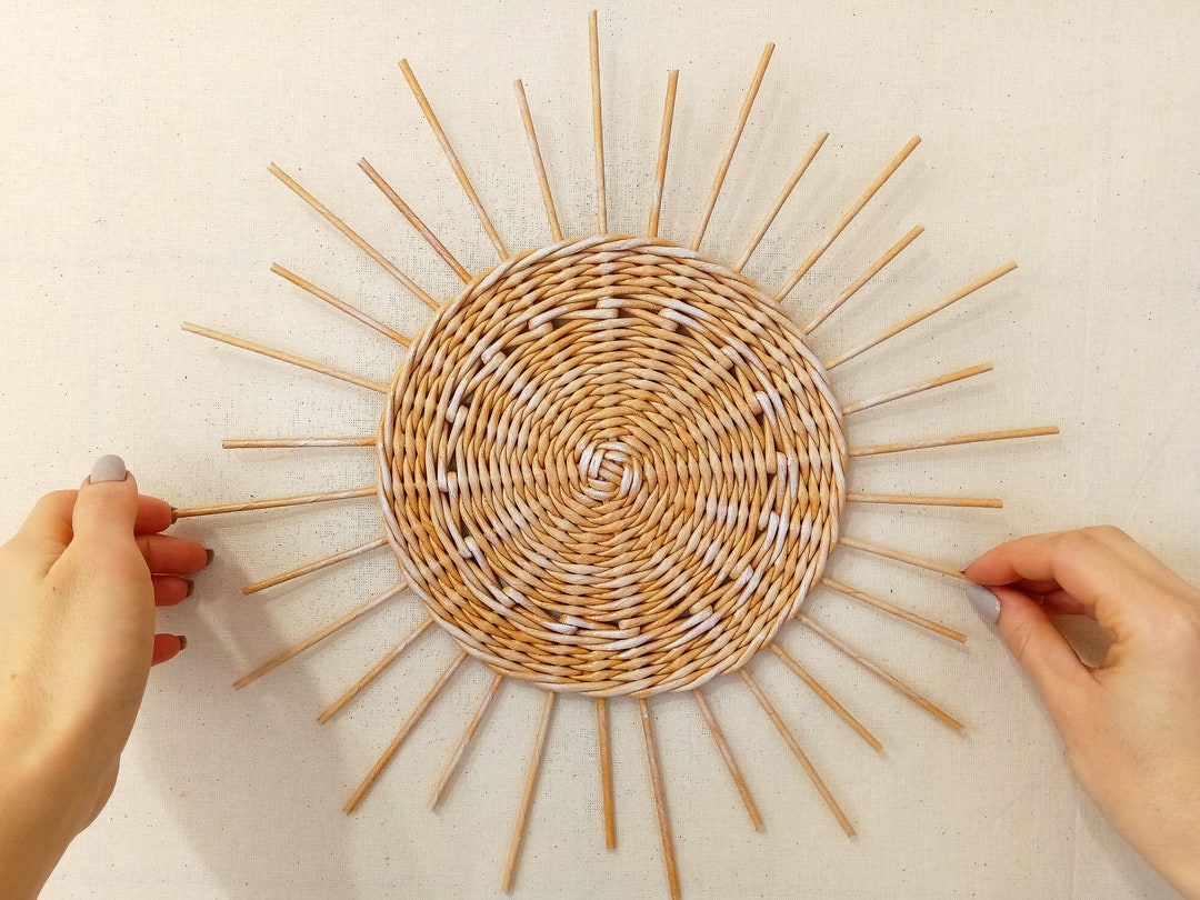 Wicker Wall Basket, Sun Wall Decor, Sun Wall Hanging, Boho Wicker Wall ...