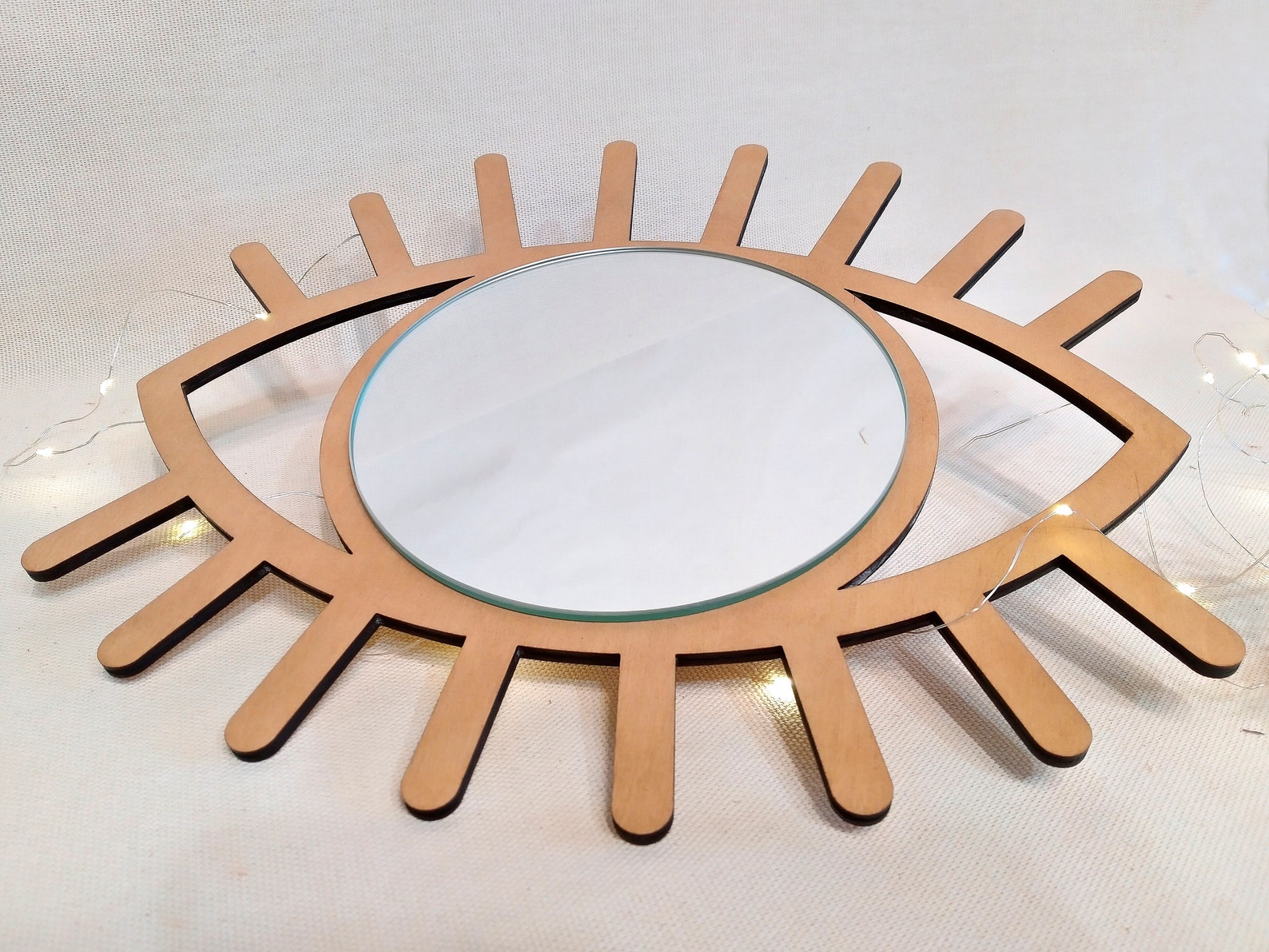 Evil Eye Wall Mirror, Wooden Evil Eye Decor, All Seeing Eye Boho Mirror ...