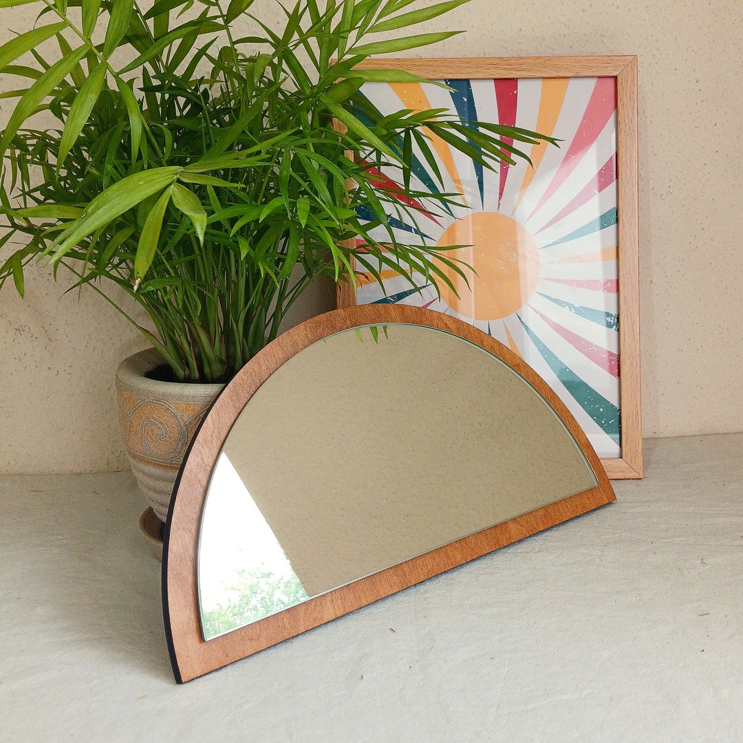 Half Circle Wall Mirror Decor, Half Moon Wall Hanging Mirror, Arched ...