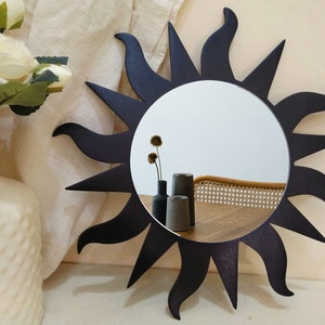 Wavy Sunburst Mirror in a Copper Colored Wooden Frame, Sun Mirror Wall ...