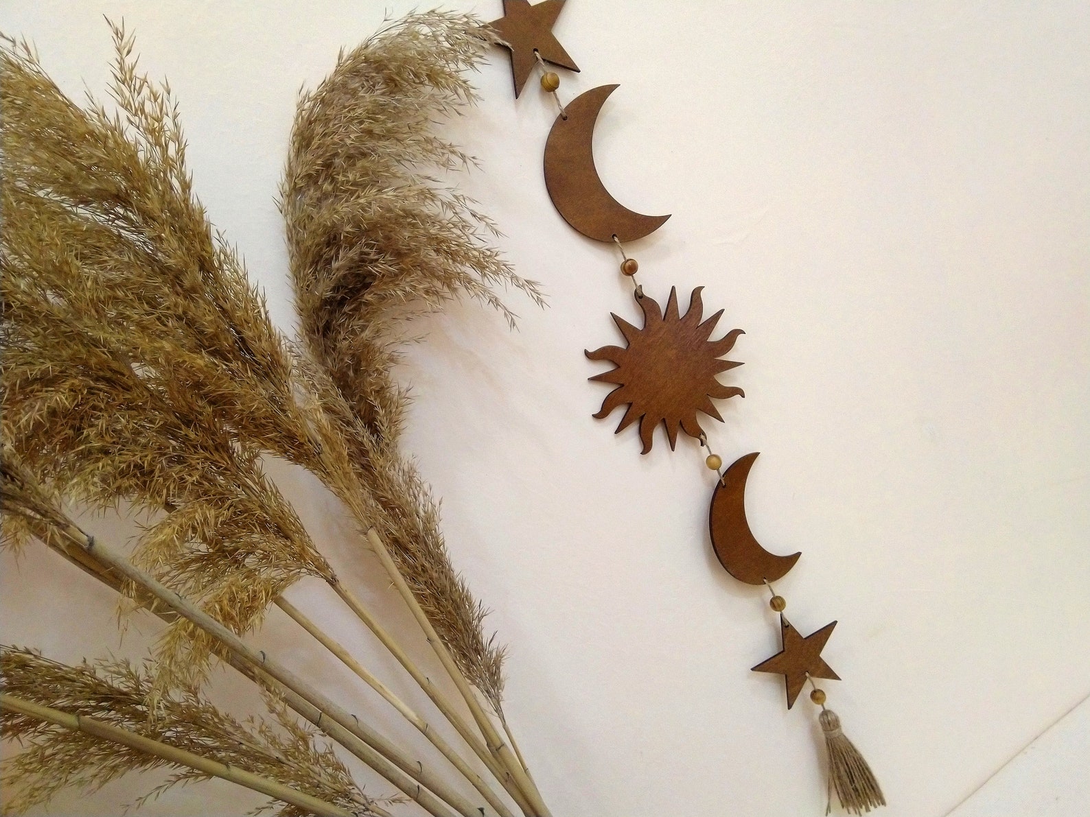 Boho Wall Decor Sun Moon Stars Garland Baby Room Celestial - Etsy