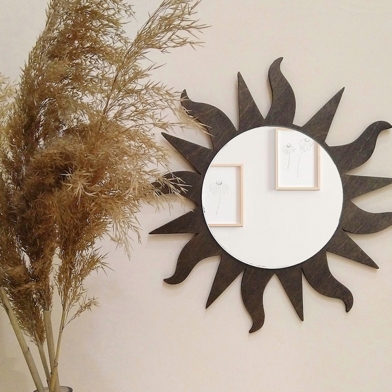 Wood Sunburst Mirror - Etsy