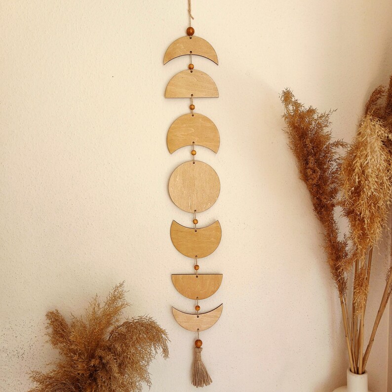 Moon Phase Boho Wall Decor, Bohemian Phases of the Moon, Boho Moon Wall ...
