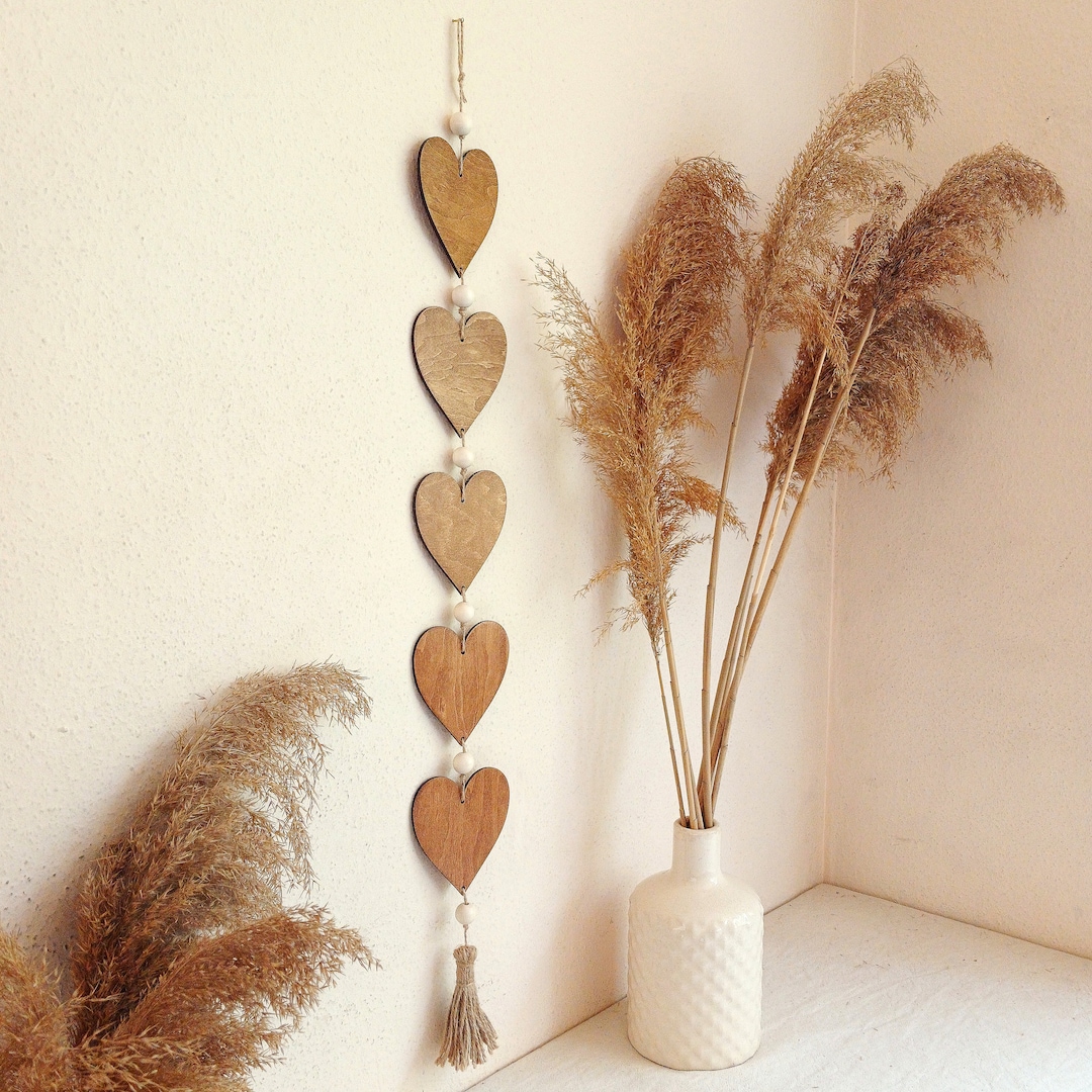 Wood Hearts, Country Farmhouse Cottage Decor, Vertical Wood Heart ...