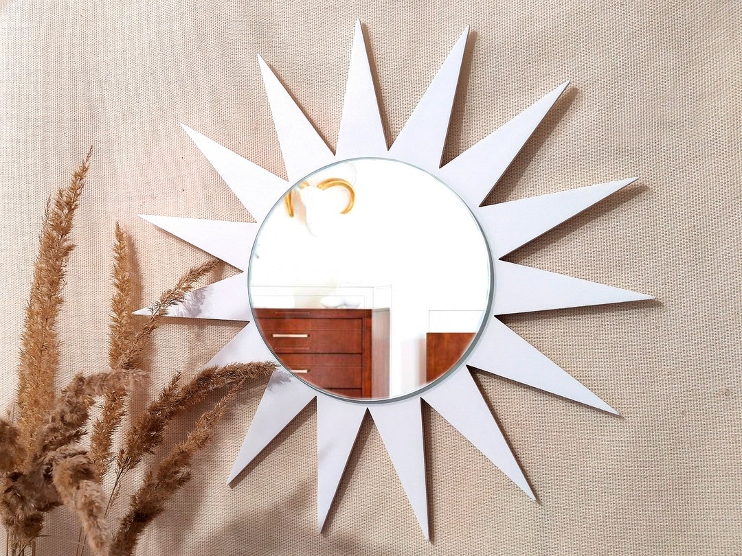 Wooden Sun Mirror, White or Black Sunburst Mirror, Small Wall Mirror ...
