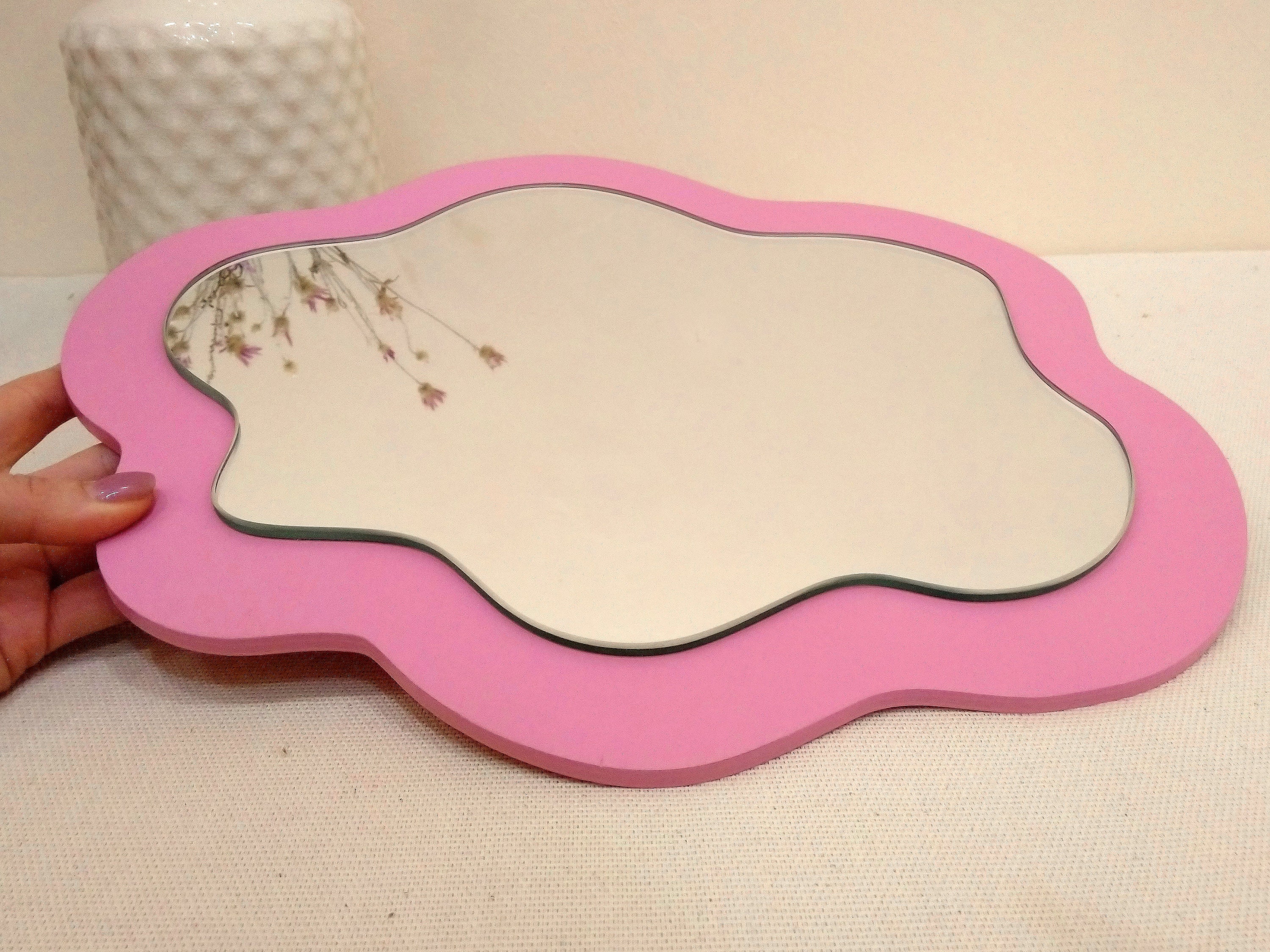 Boho Wall Decor Wiggle Cloud Mirror Squiggle Pink Mirror - Etsy