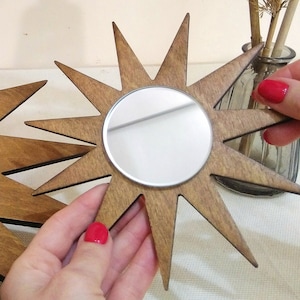 Celestial Decor Small Star Mirror Black, Little Sunburst Mirror Wall ...