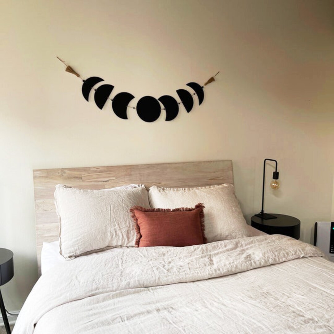 Celestial Decor Moon Phase Black Celestial Nursery Decor Large Moon