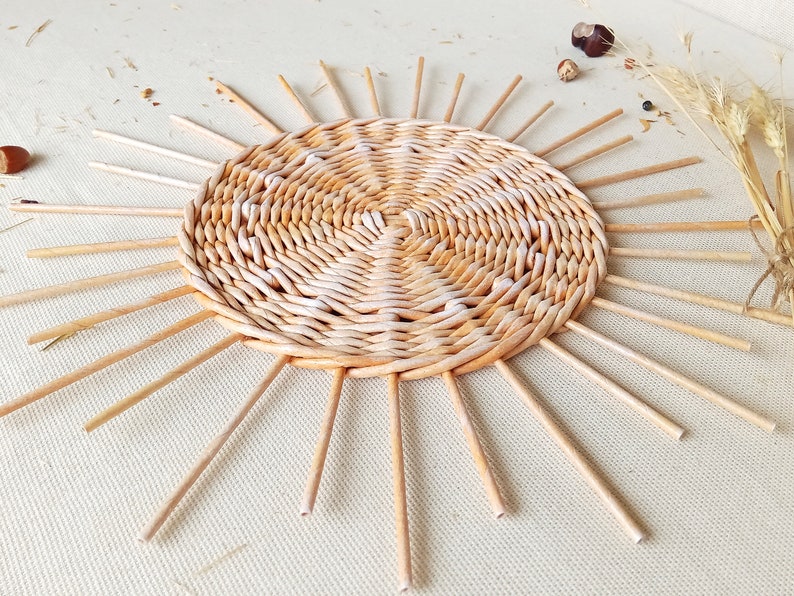 Sunburst Wall Hanging, Straw Wall Decor, Straw Color or Golden Sun ...