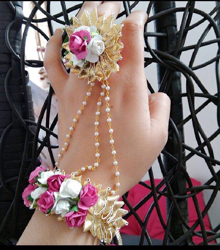 Hath Phool Pair/hath Panja/hand Jewelry/gota Jewelry/flower | Etsy