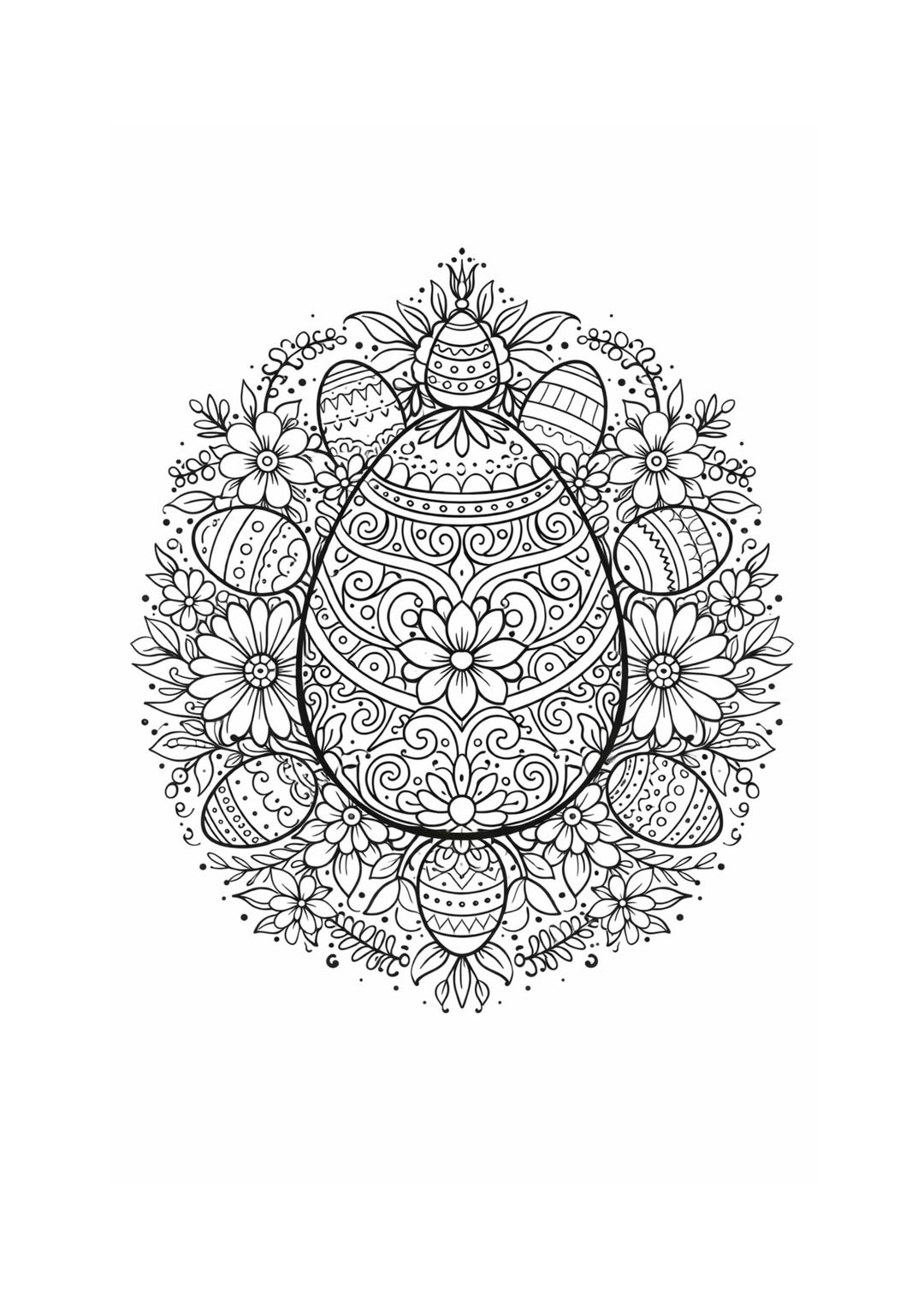 Easter Egg Mandala Coloring Page, Minimal Floral Design (A4 PDF) - Etsy