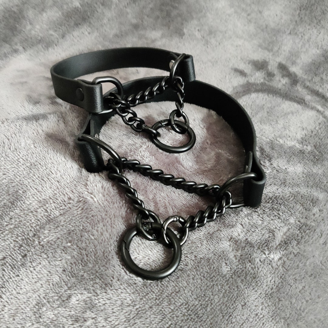 All Black Collar: Martingale / Chain Front, No Buckle, Vegan Friendly ...