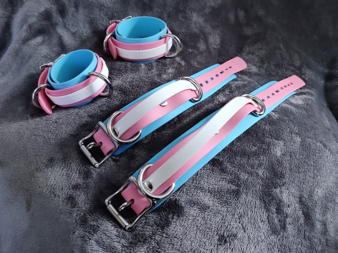 Trans Pride Cuffs: Vegan Friendly, Latex Free, Nickel Free, Locking ...