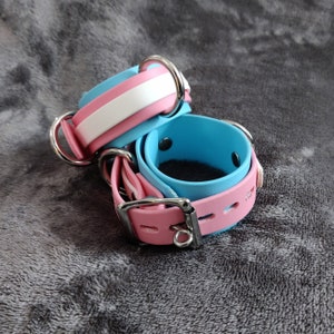 Trans Pride Cuffs: Vegan Friendly, Latex Free, Nickel Free, Locking ...