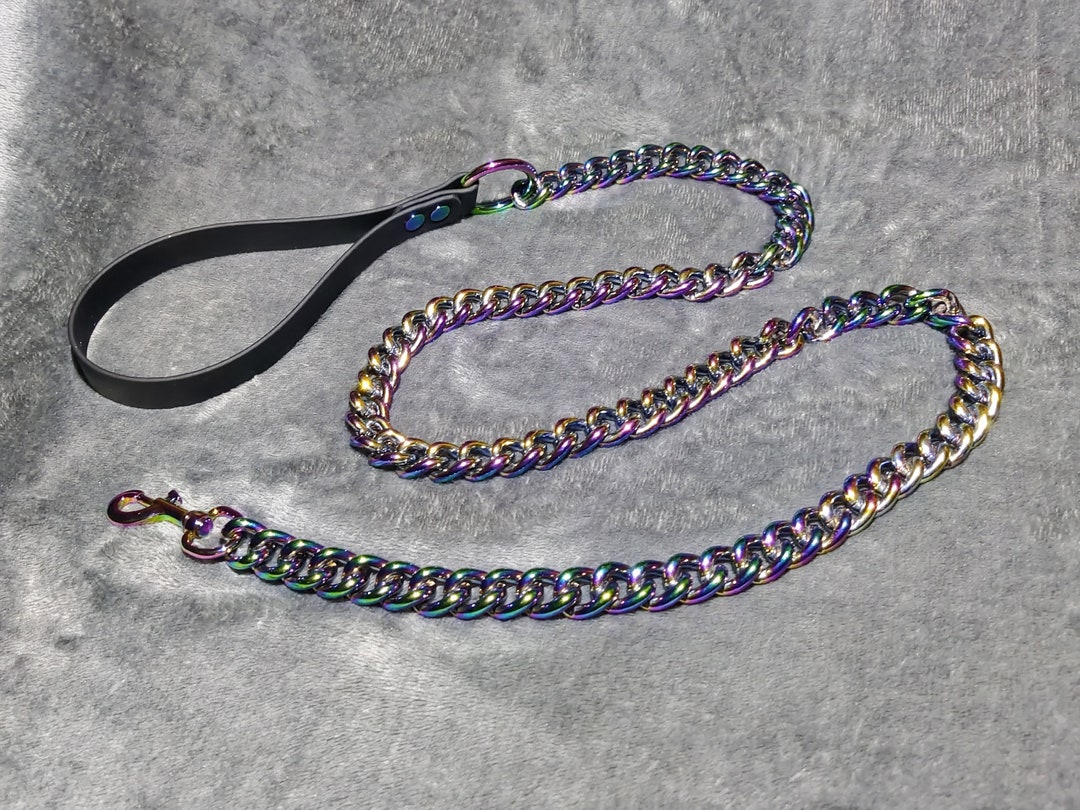 Chain Leash: Rainbow, Gold, Silver, Rose Gold Black, Gunmetal, Vegan ...