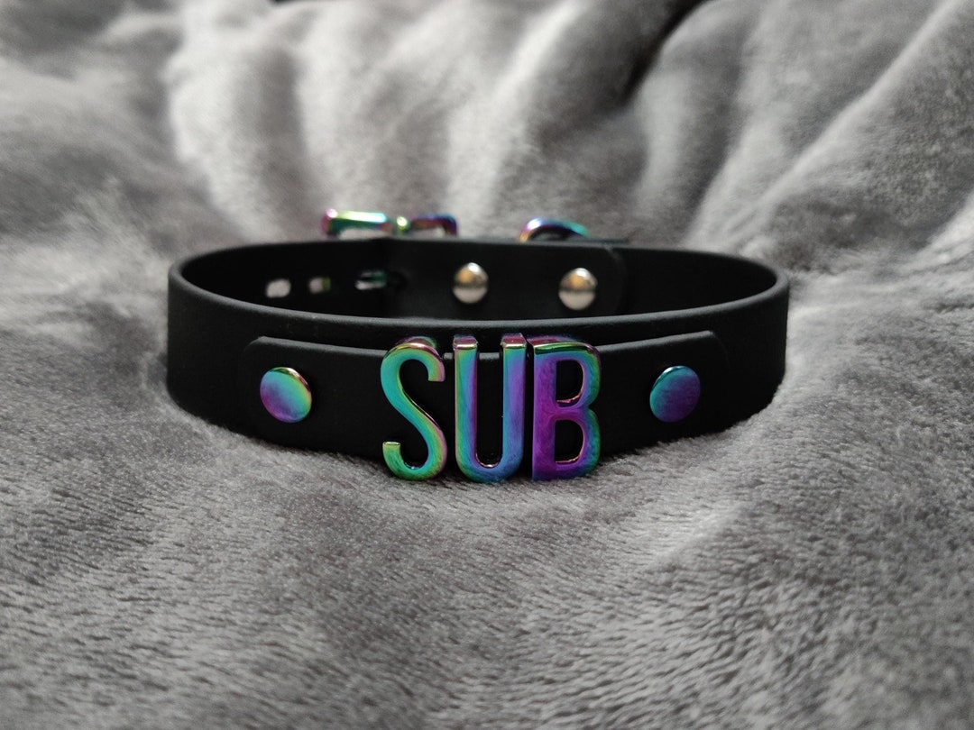 Rainbow Letter Collar: Choice of Titles and Colour Straps, Vegan ...