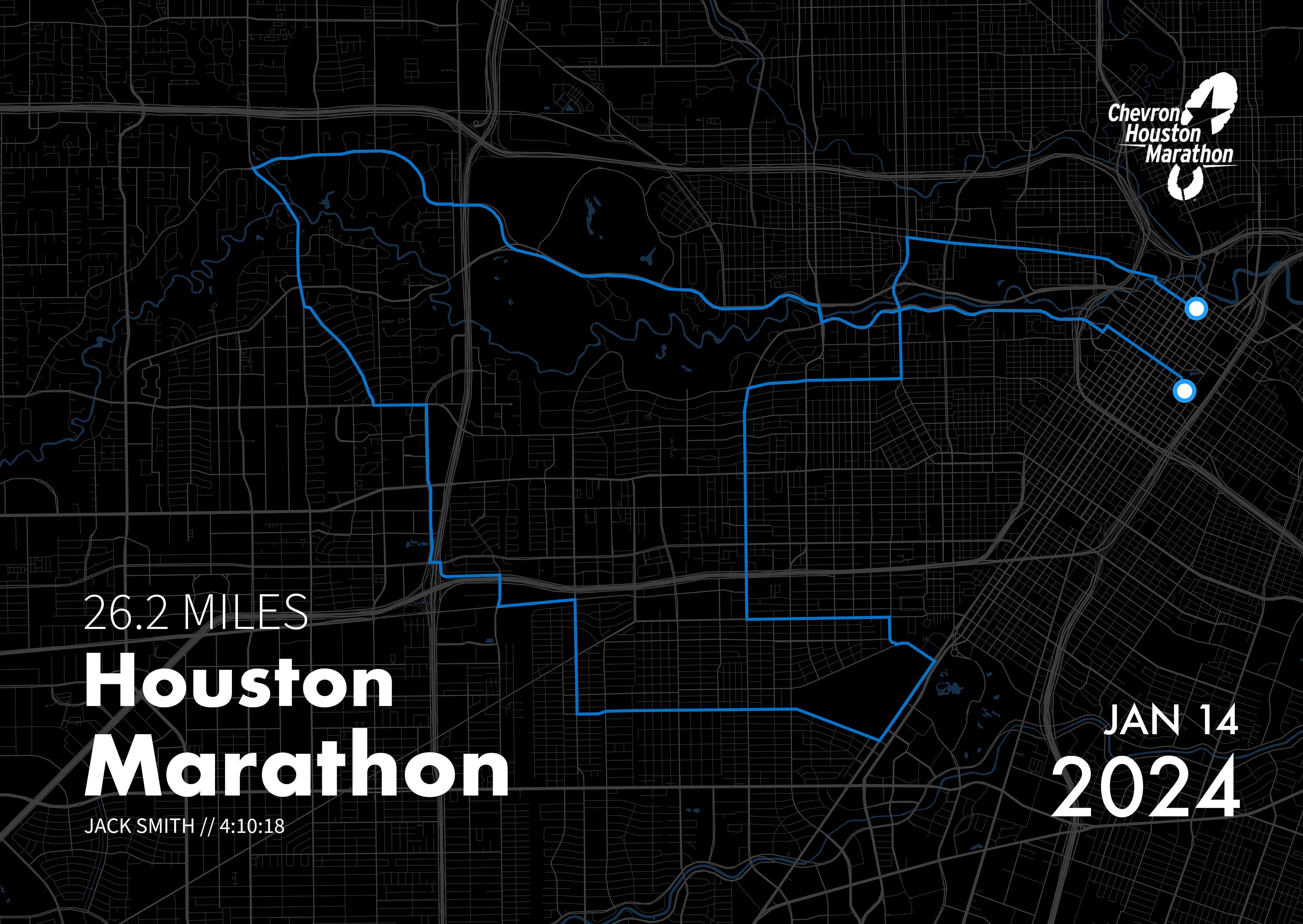 2024 Houston Marathon Art Print - Personalized Race Map - Running Map ...