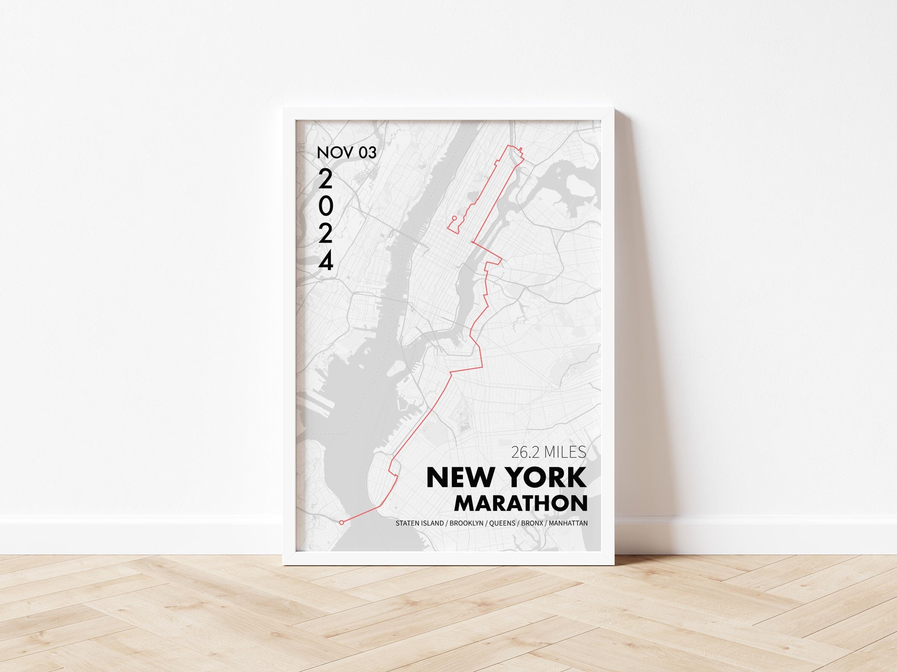 2024 New York City Marathon Route Art Print - Personalized Race Map ...