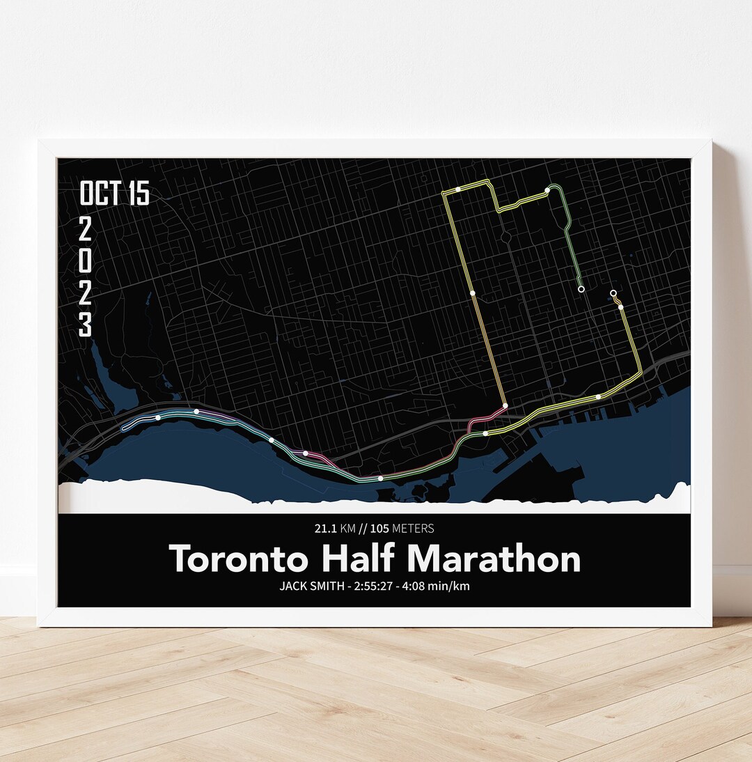 Personalized Toronto Half Marathon Route Art Print: Runner Gift - Etsy