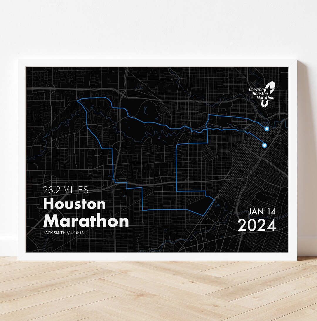 2024 Houston Marathon Art Print - Personalized Race Map - Running Map ...