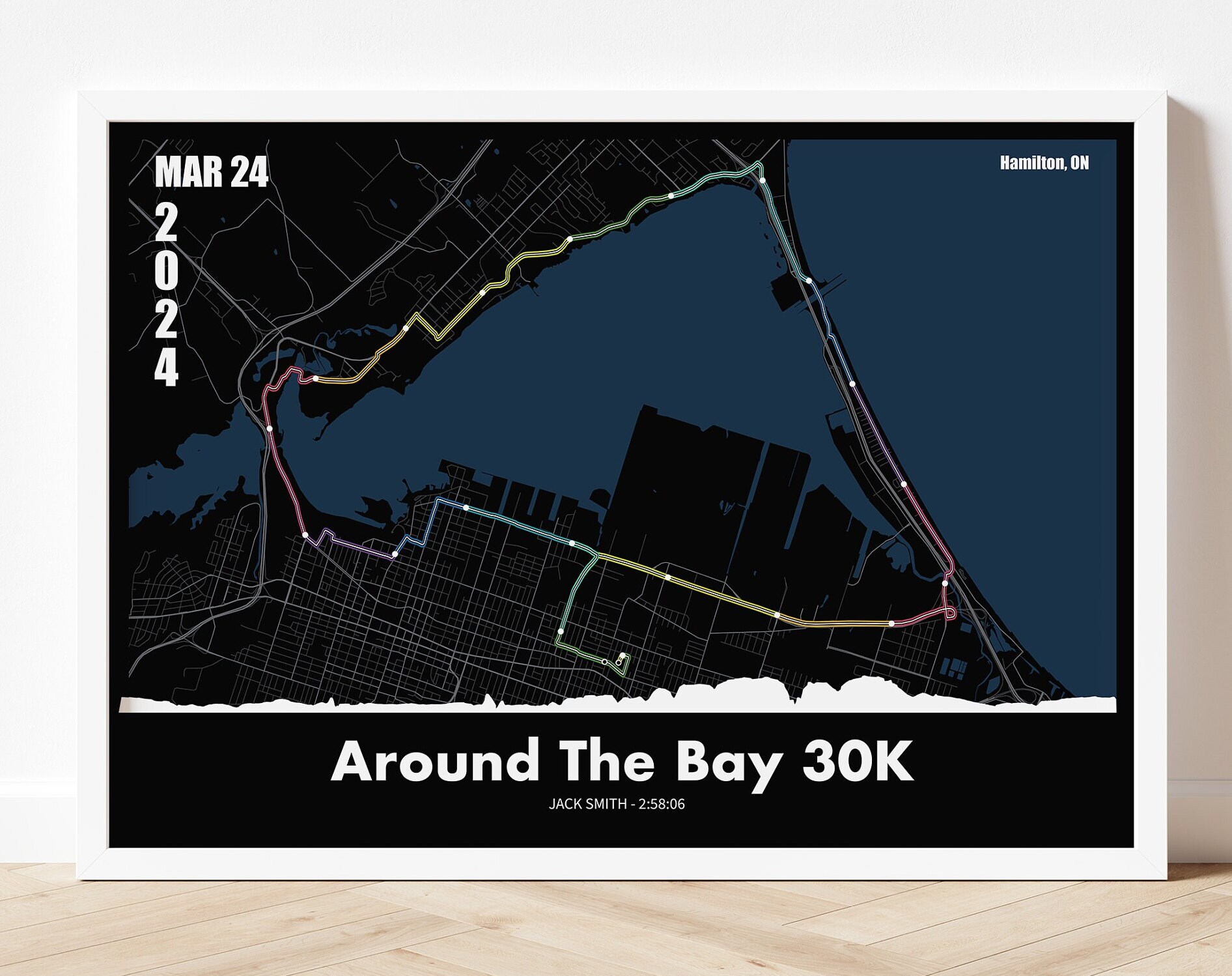 2024 Around the Bay ATB Road Race Art Print Personalized Race Map ...