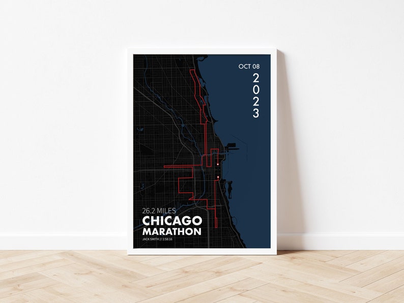 Personalized 2025 Chicago Marathon Map Art: Runner Gift (digital ...