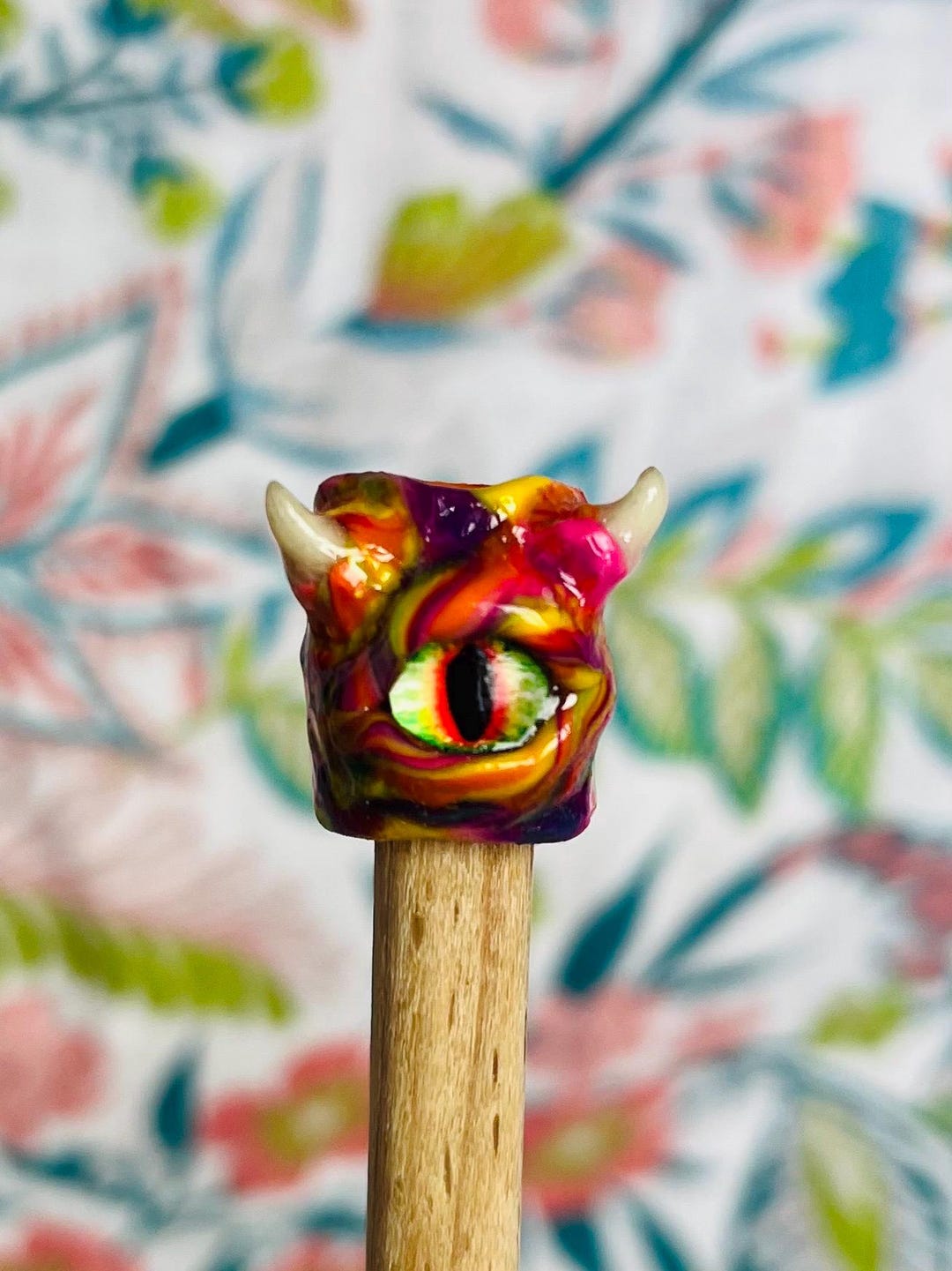 Rainbow Monster Glow in the Dark Horns Dreadlock Bead Green & Red Iris ...