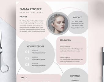 Pink Resume Template/ Pink CV Template/ Creative Resume Template Design ...