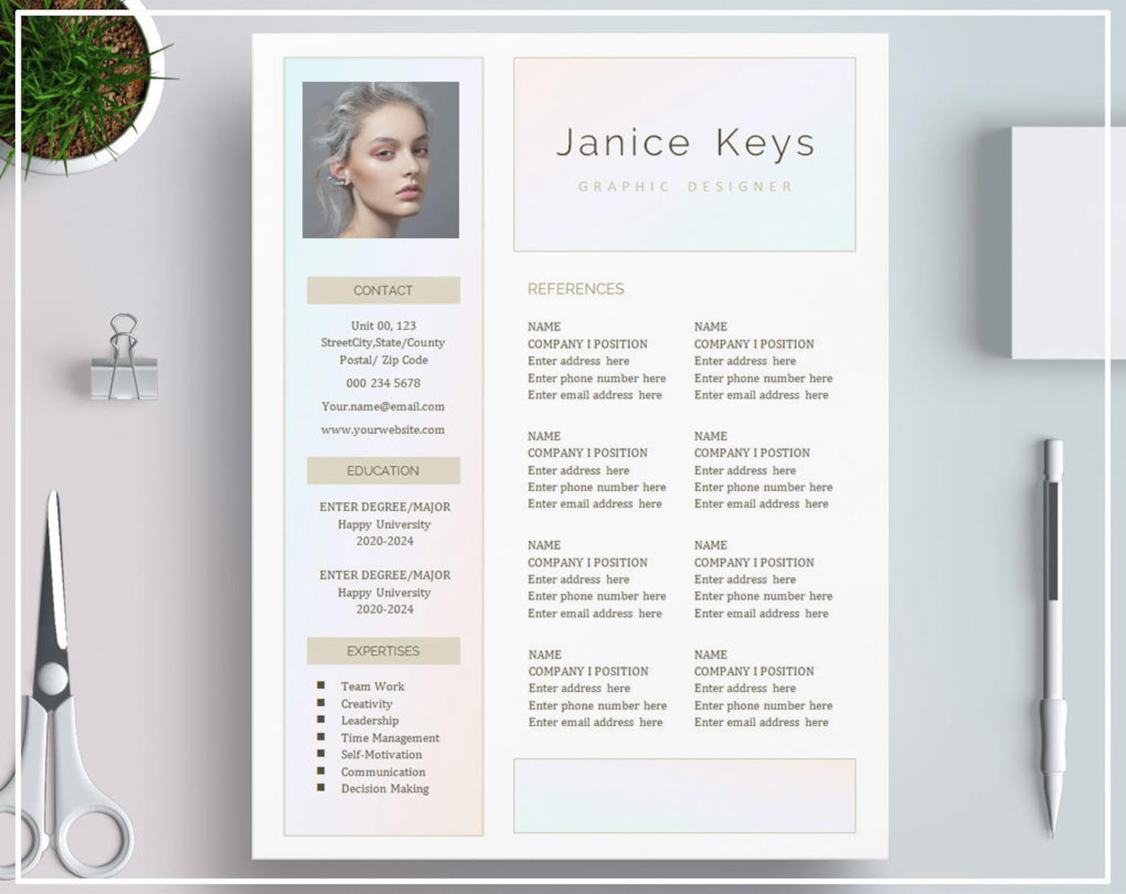 Modèle de CV Pastel/ Modèle de CV Pastel/ Modèle de CV créatif/ Modèle ...