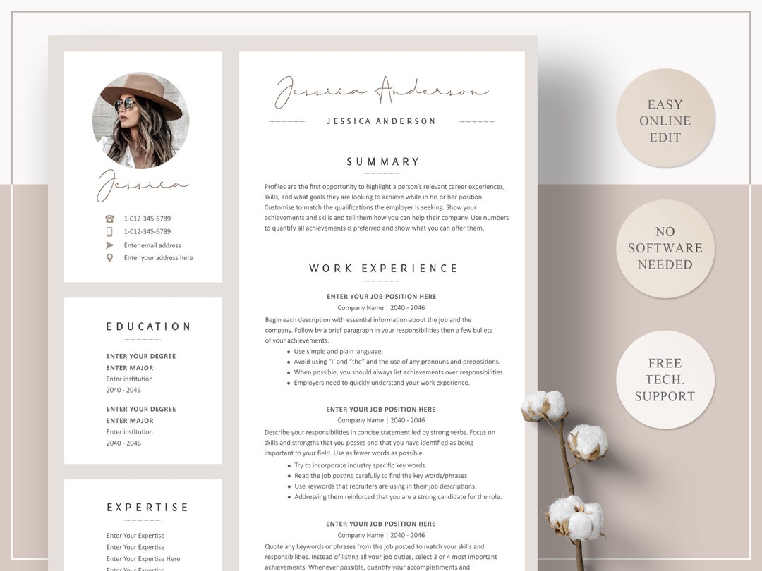Resume Template/ Modern Resume/ Two Page Resume Template/ Professional ...