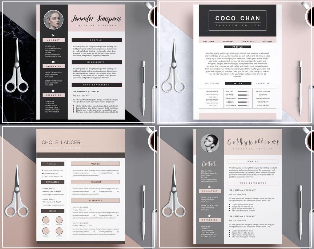 Pink Resume Template/ Pink CV Template/ Creative Resume - Etsy