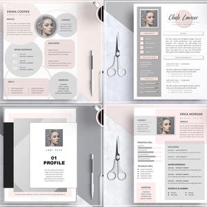 Pink Resume Template/ Pink CV Template/ Creative Resume Template Design ...