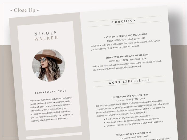Professional Resume Template/ Modern Beige Resume Template / | Etsy