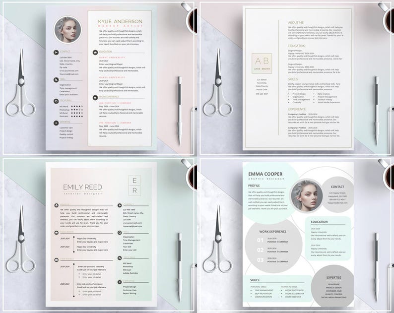Pink Resume Template/ Pink CV Template/ Creative Resume Template Design ...