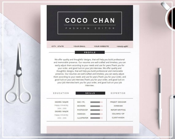 Pink Resume Template/ Pink CV Template/ Creative Resume | Etsy