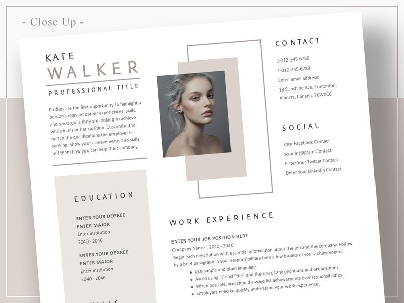 Modern Resume Template/ Resumes/ Two Page Professional Resume | Etsy