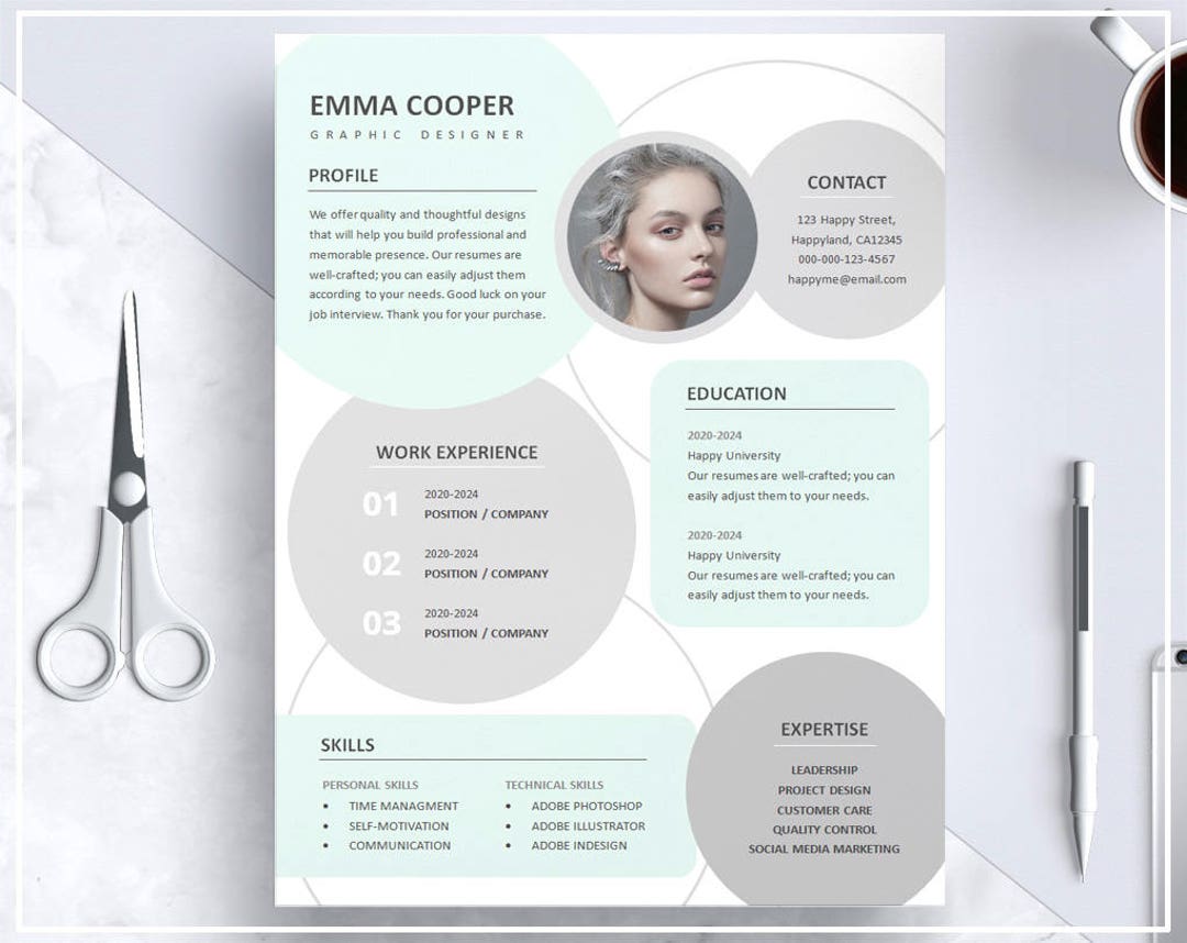 Mint Green Resume Template/ Mint CV Template Design/ Professional ...