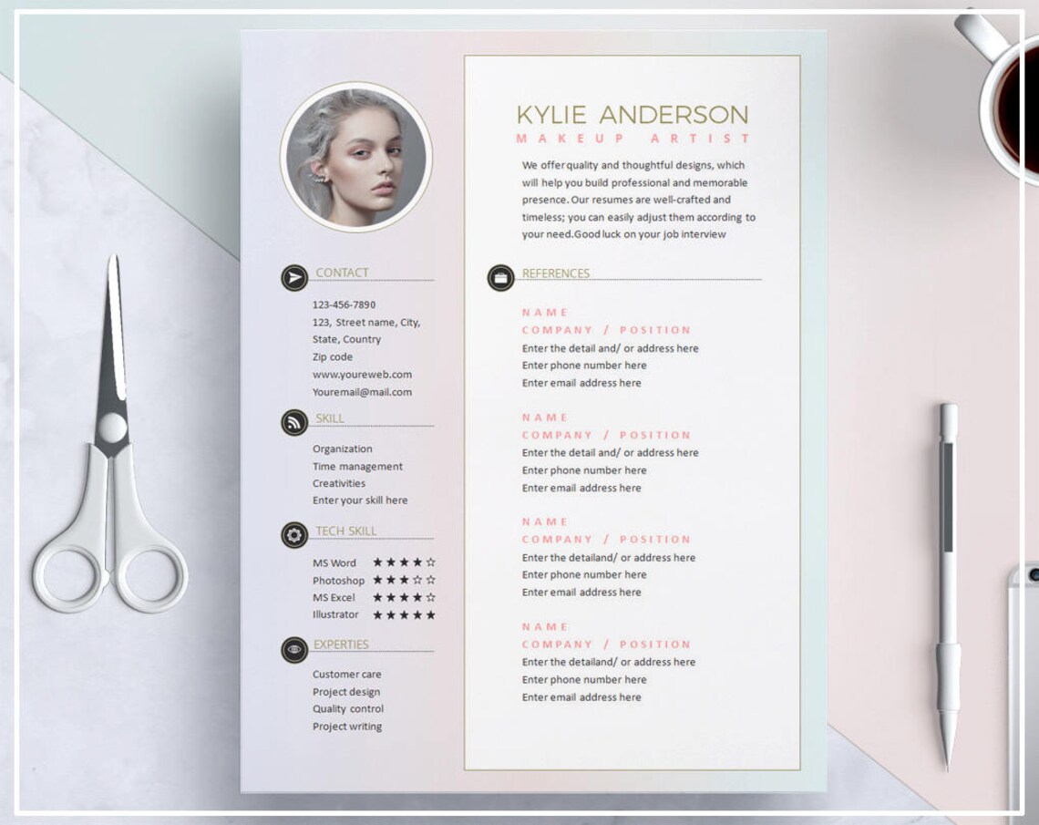 Pastel Resume Template/ Gradient CV Template/ Creative Resume Template ...