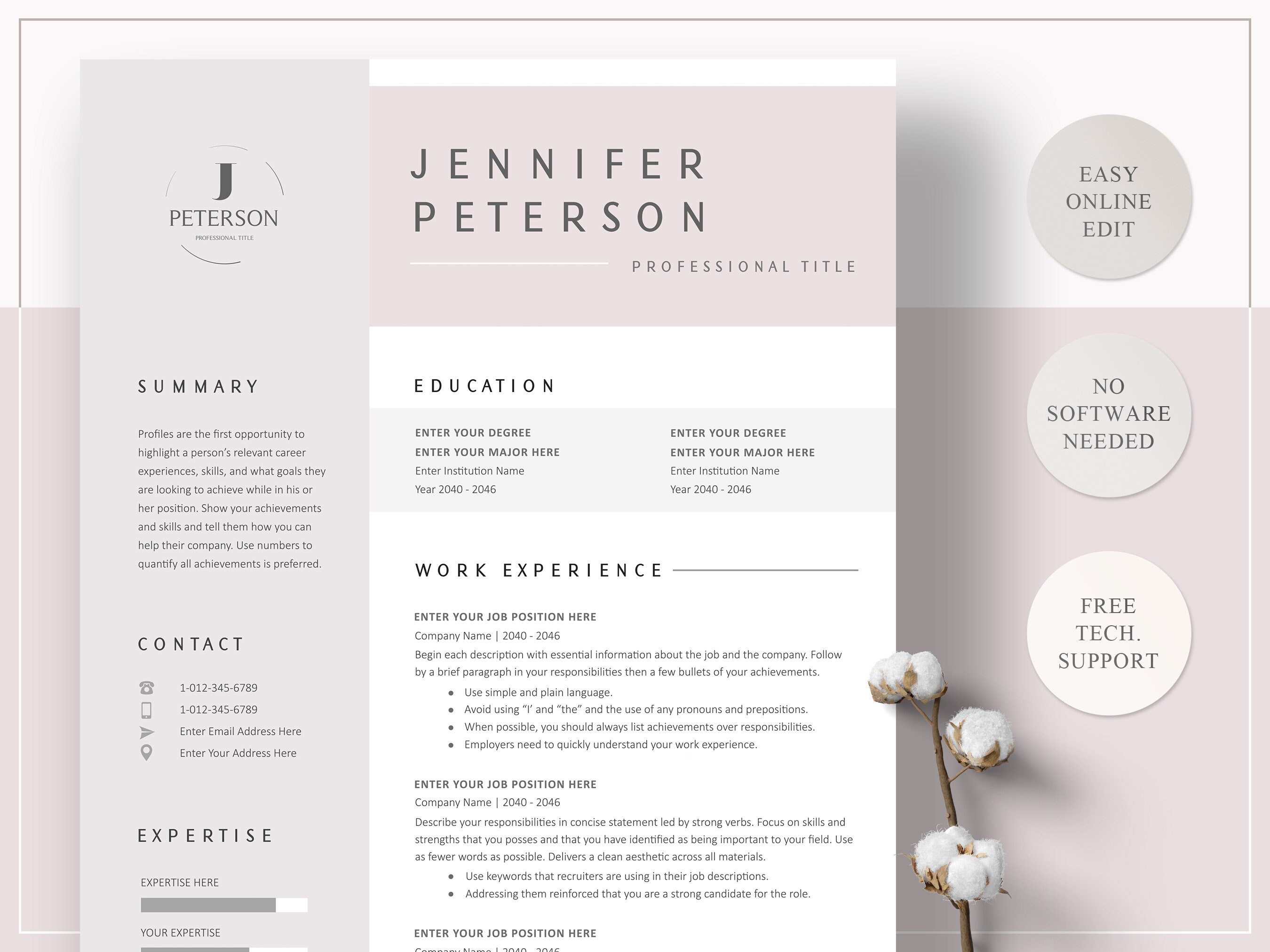 Professional Resume Template/ Modern Resume/ Two Page Resume Template ...
