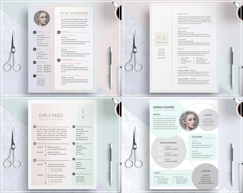 Mint Green Resume Template/ Pastel CV Template/ Mint Green CV - Etsy