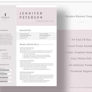 Professional Resume Template/ Modern Resume/ Two Page Resume Template ...
