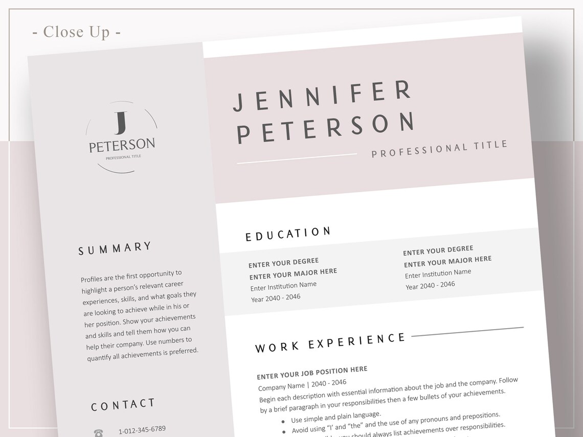 Professional Resume Template/ Modern Resume/ Two Page Resume Template ...