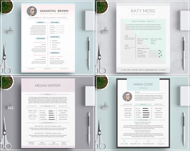 Pastel Resume Template/ Gradient CV Template/ Creative Resume Template ...