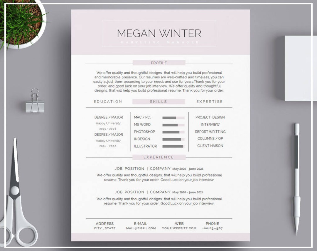 Purple Resume Template/ Purple CV Template/ Creative Resume Template ...