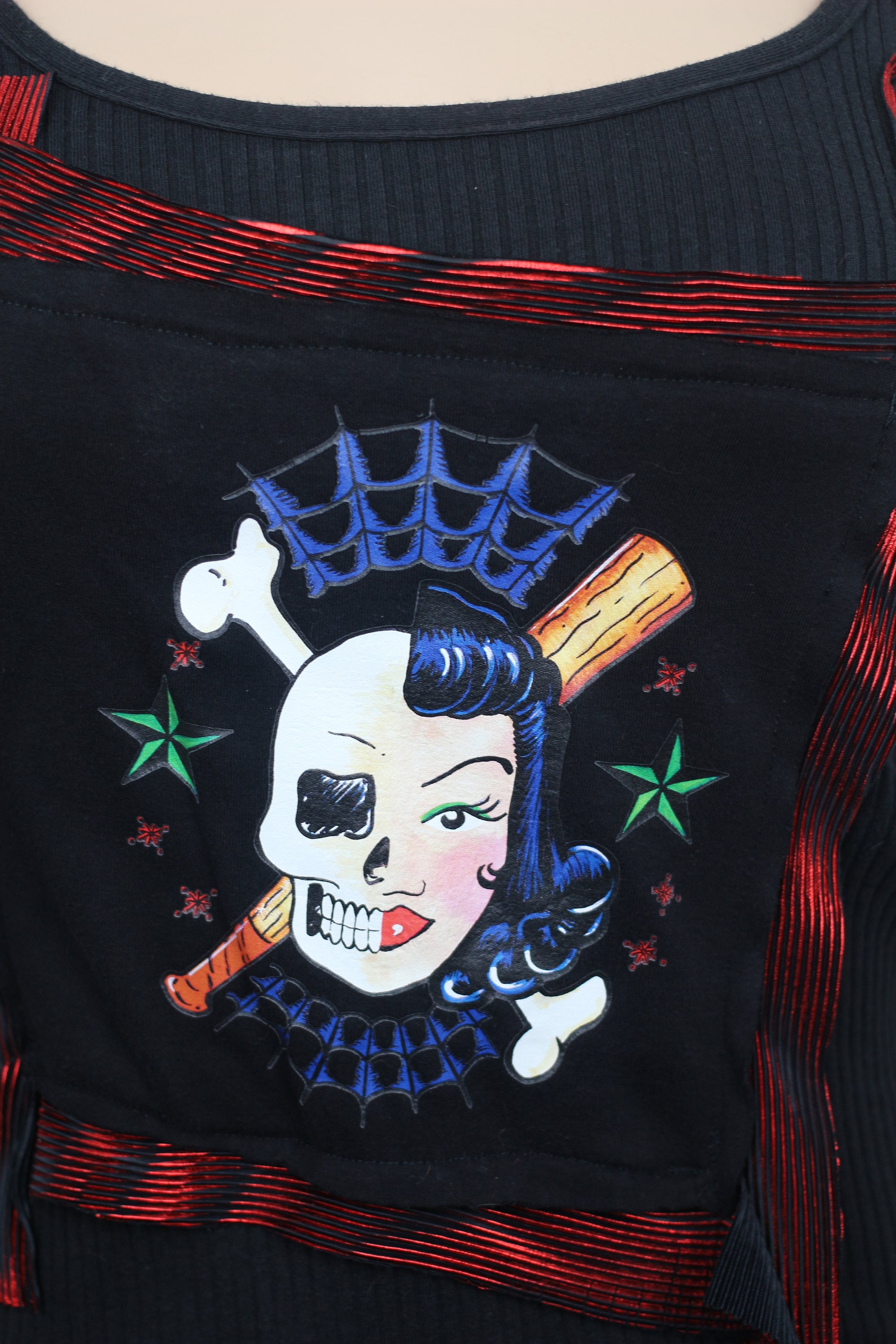 Remade Punk Rock Skull T-shirt With Love Heart Straps UK14-16 - Etsy