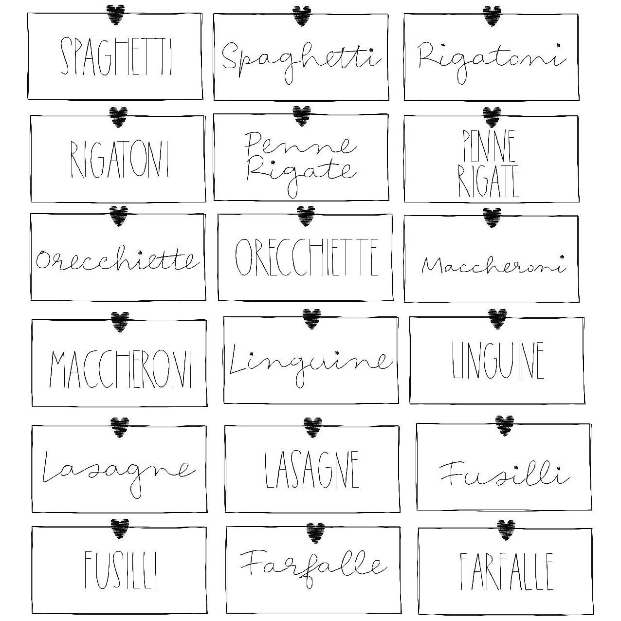 Pasta Label 10x10 | Etsy